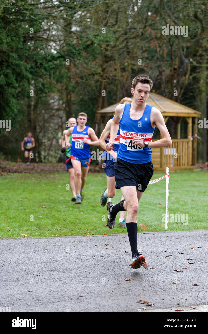Male athletes compete at a Cross Country Race near Upper Basildon ...