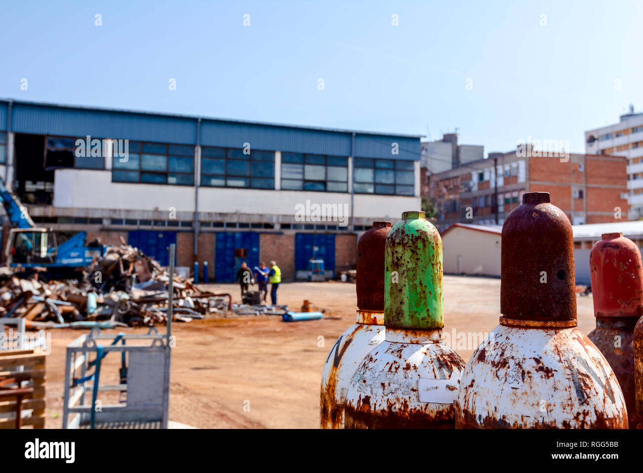 Welding gas tank, for cutting scrap metal with acetylene torch at ...