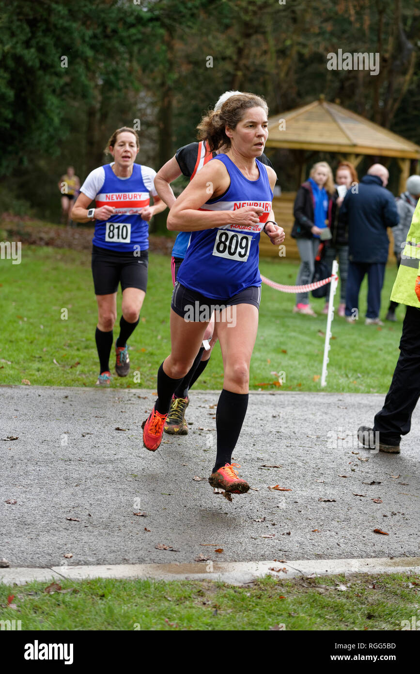 Female cross country athletes compete at an event near Upper Basildon ...