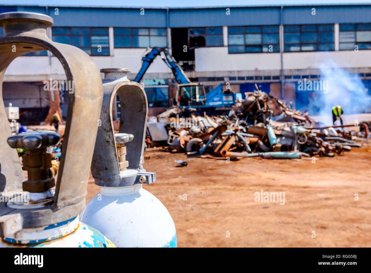 Welding gas tank, for cutting scrap metal with acetylene torch at ...