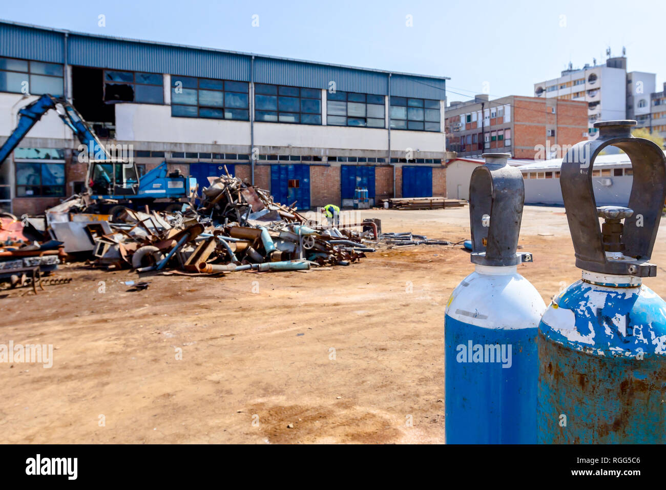 Welding gas tank, for cutting scrap metal with acetylene torch at ...