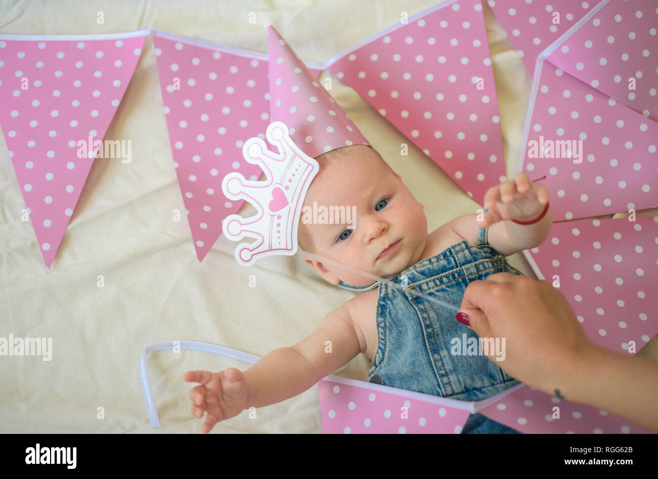 We are so happy. Sweet little baby. New life and birth. Portrait of ...