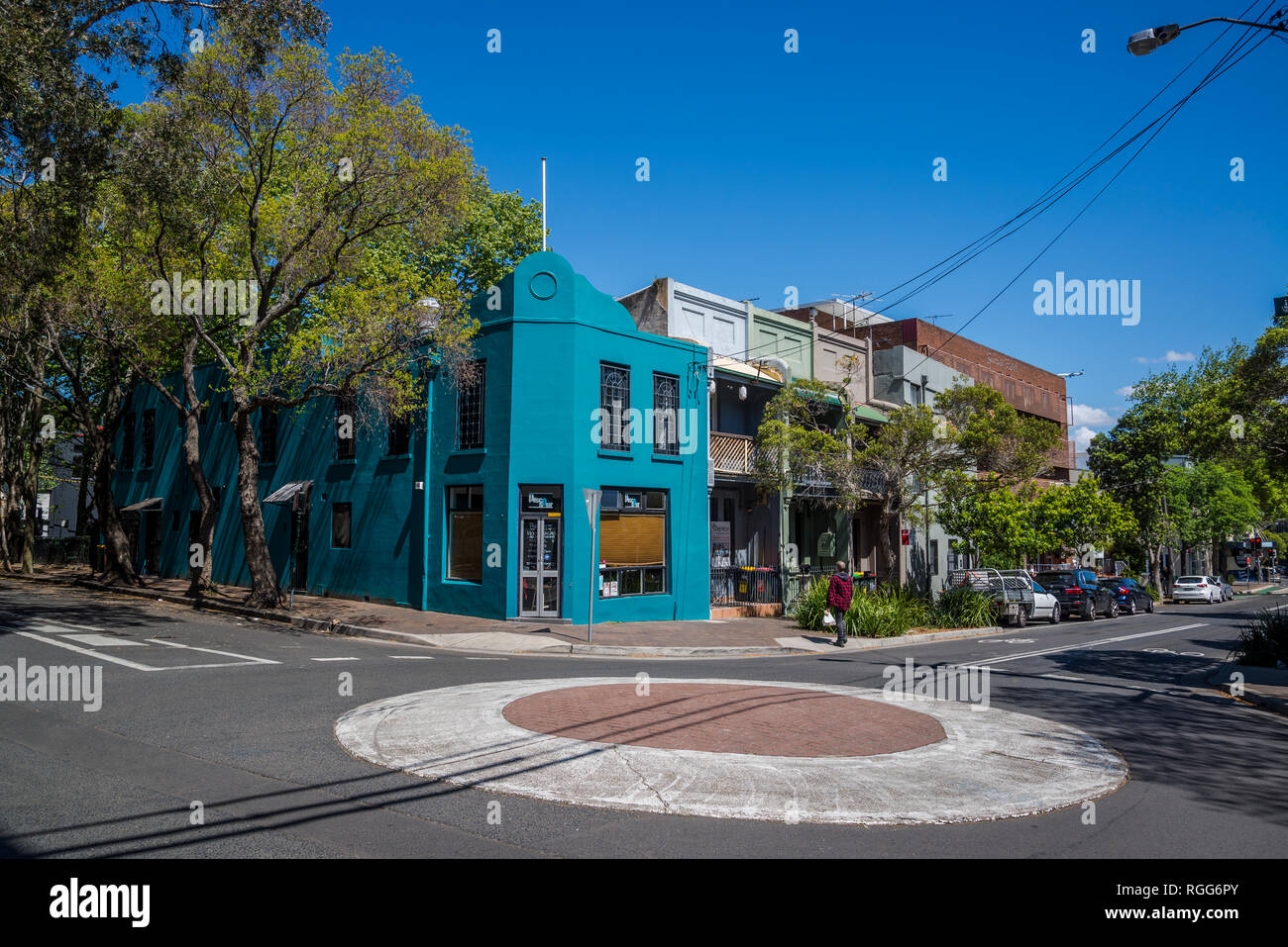 Houses and a roundabout, Chippendale, Sydney, NSW, Australia Stock ...
