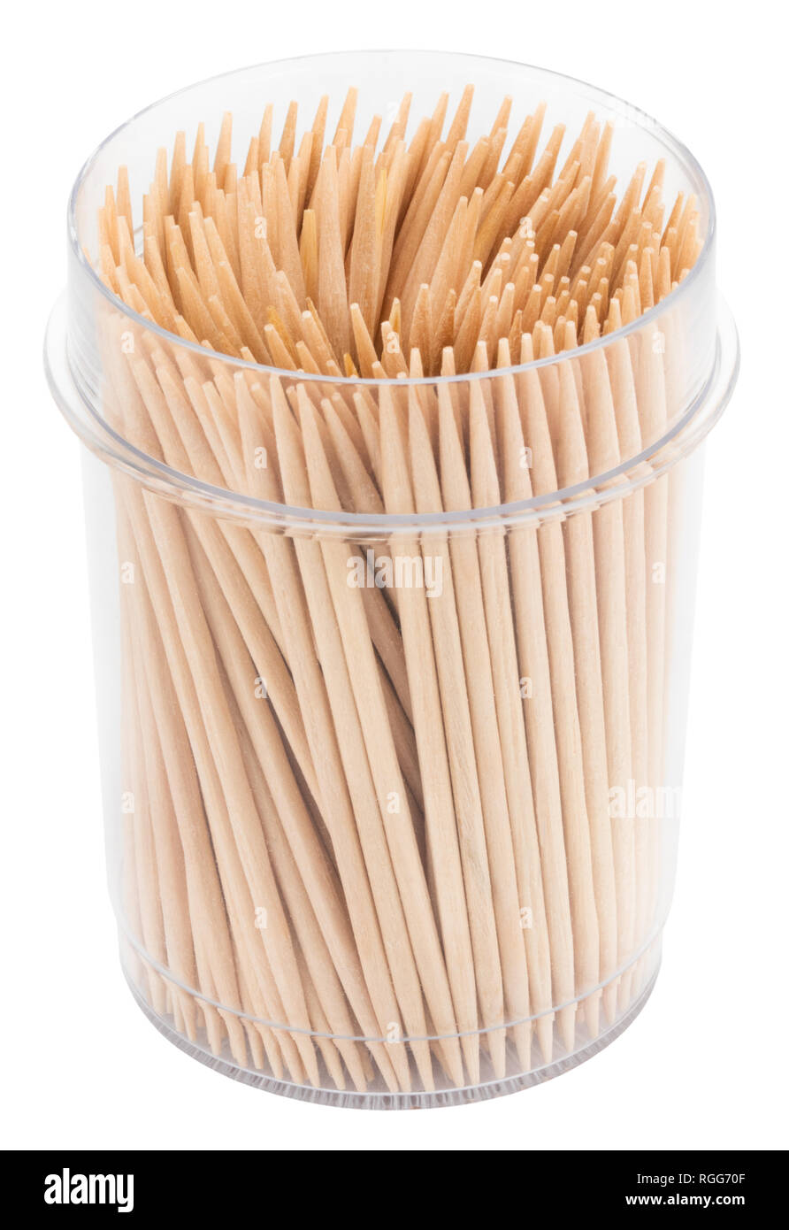 toothpicks in a box isolated on white background with clipping path ...