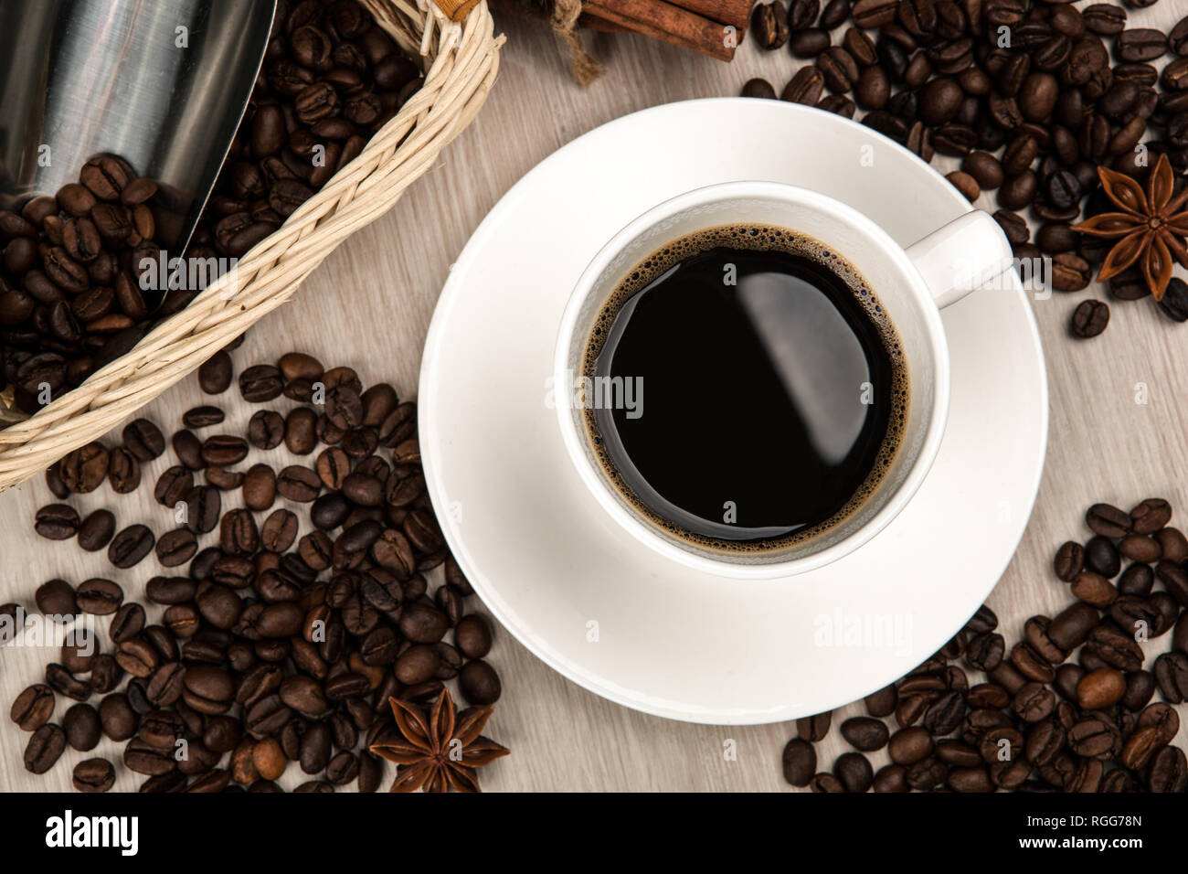 Wood table top view coffee hi-res stock photography and images - Alamy