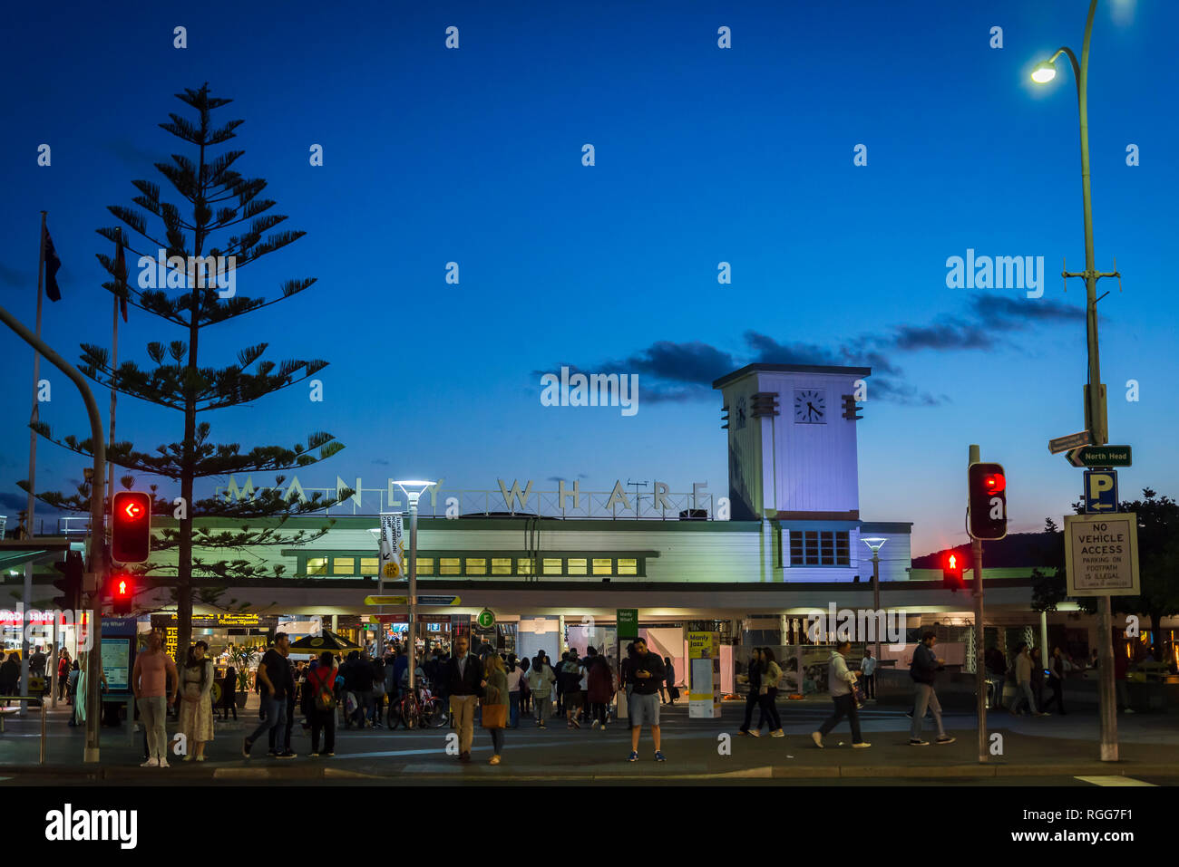 Manly Wharf at dusk, Sydney, NSW, Australia Stock Photo - Alamy