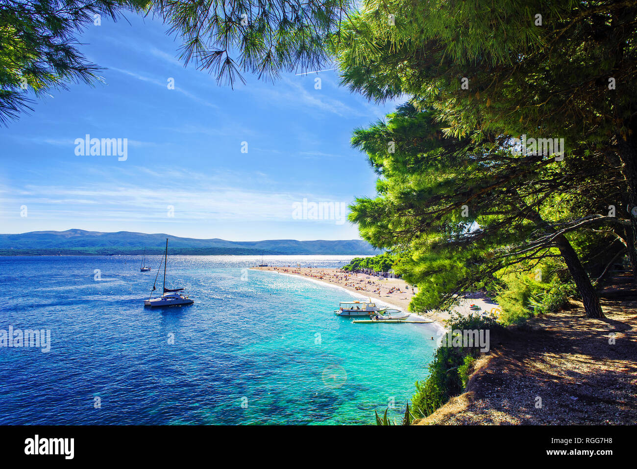 Beautiful beach Zlatni Rat or Golden Cape on island Brac in Croatia ...