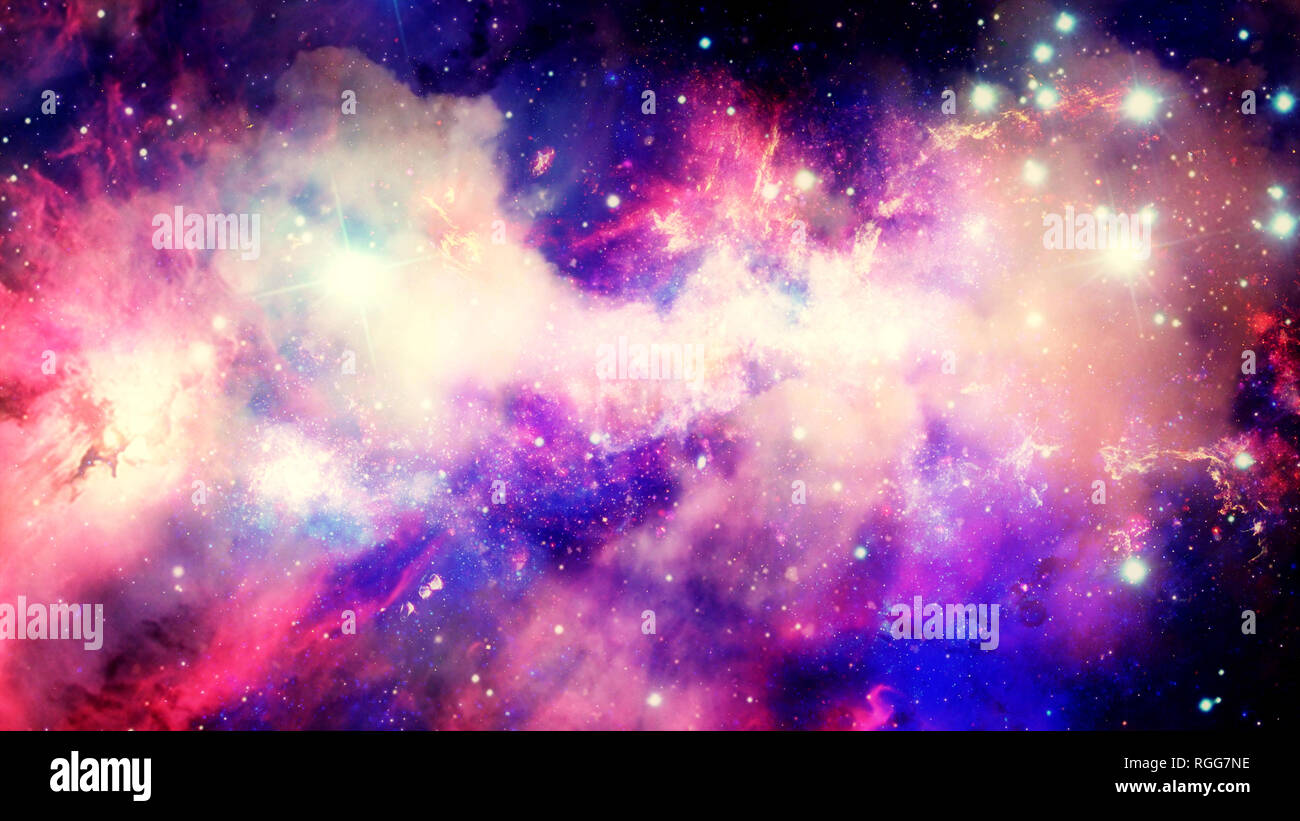 3D rendering of a stellar nebula and cosmic dust, cosmic gas clusters ...