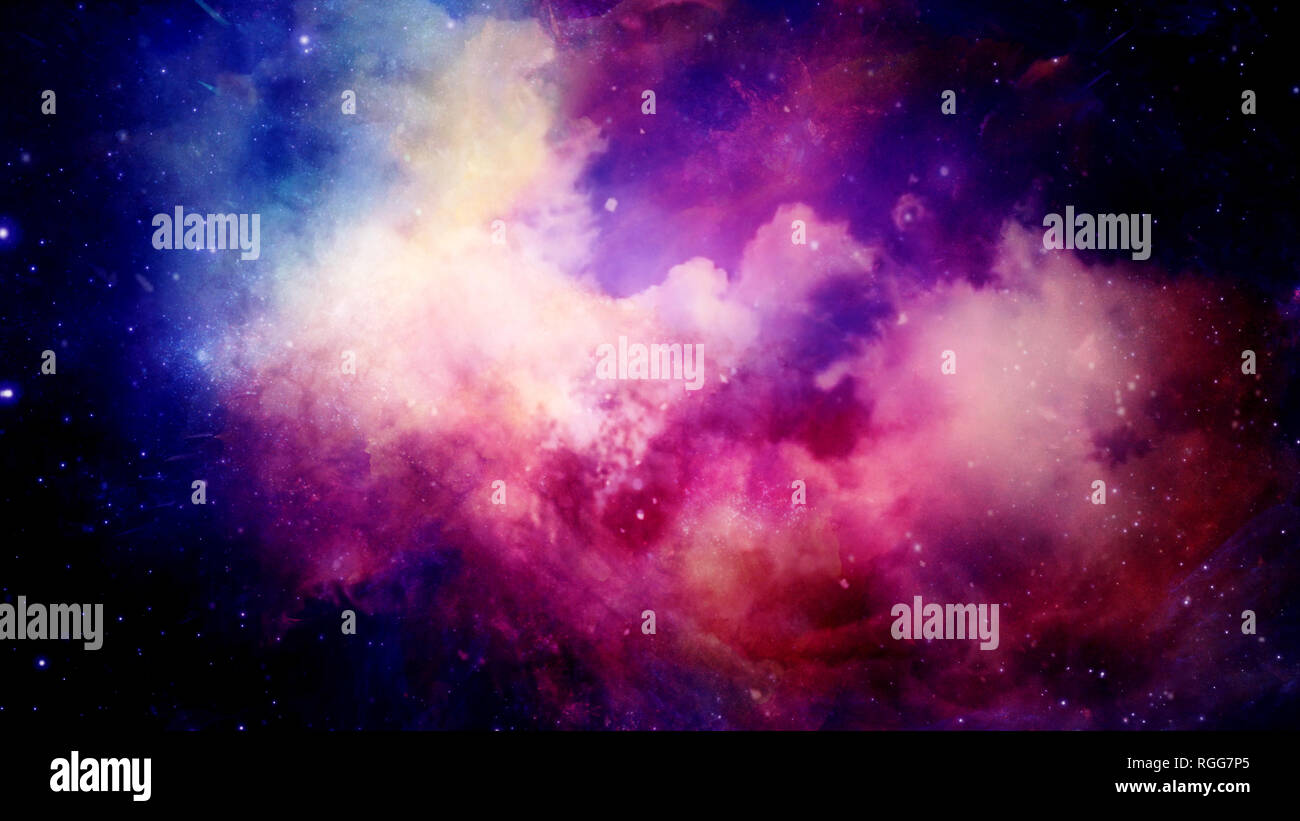 3D rendering of a stellar nebula and cosmic dust, cosmic gas clusters ...