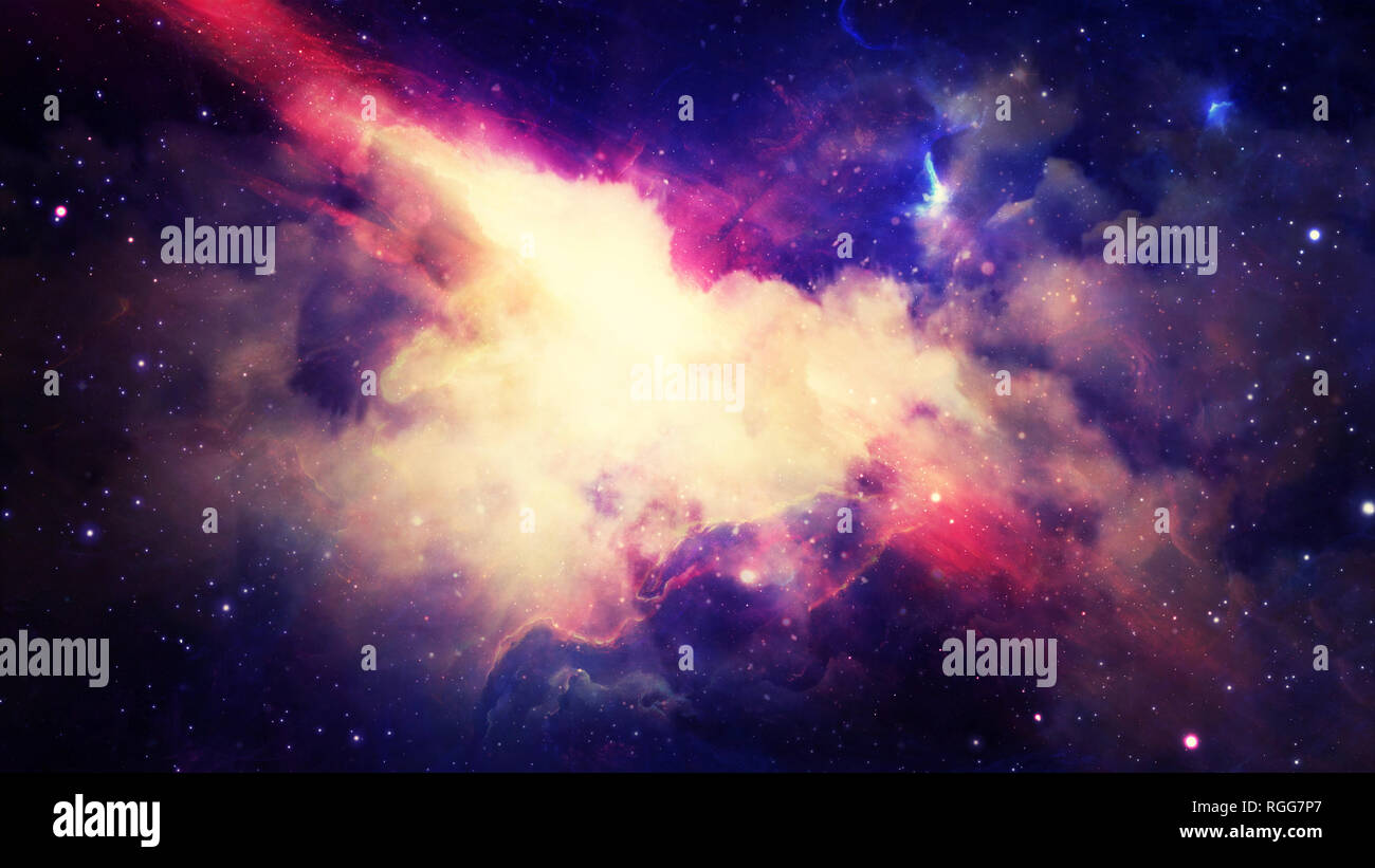 3D rendering of a stellar nebula and cosmic dust, cosmic gas clusters ...