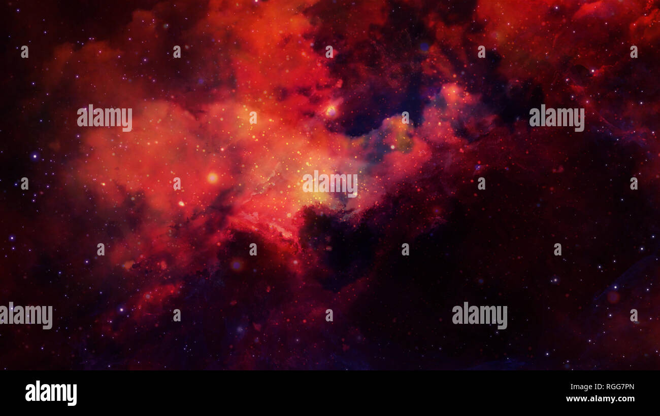 3D rendering of a stellar nebula and cosmic dust, cosmic gas clusters ...