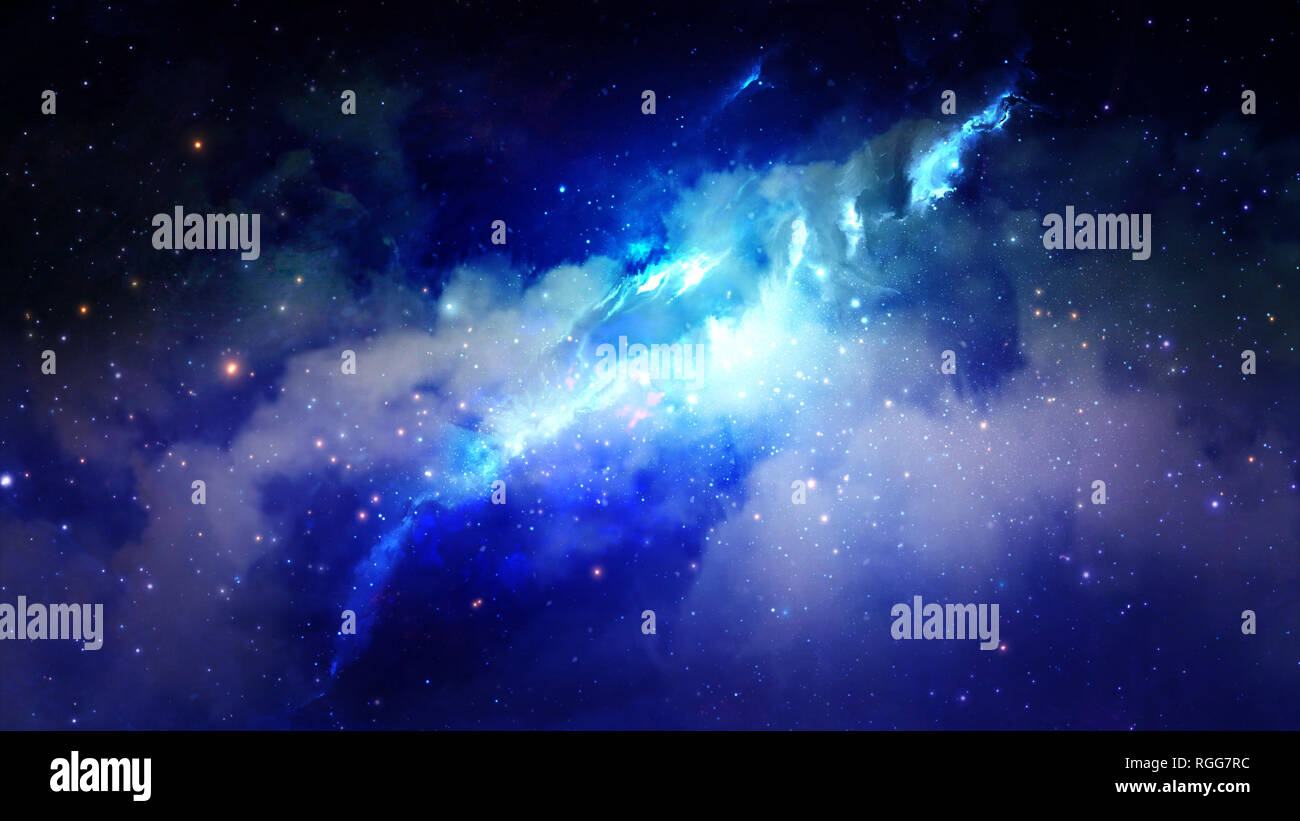 3D rendering of a stellar nebula and cosmic dust, cosmic gas clusters ...