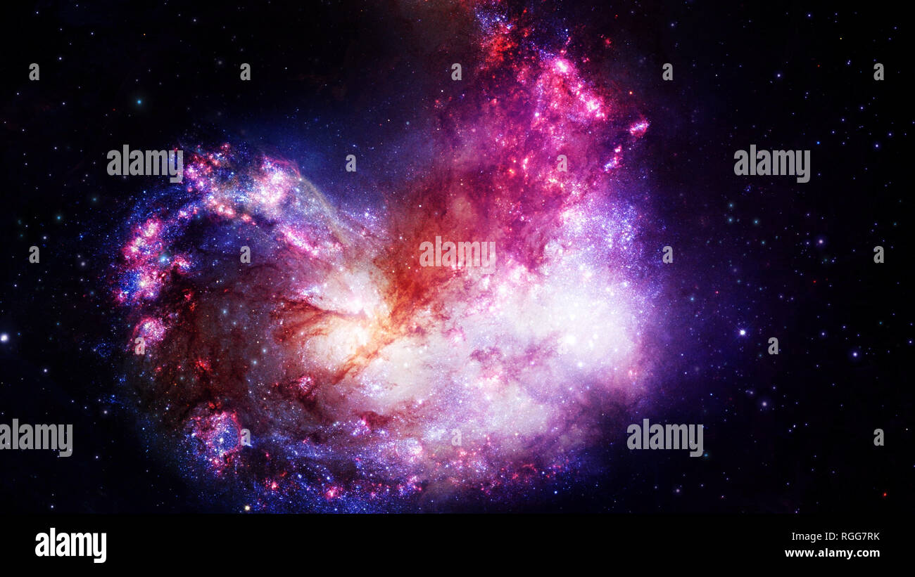 3D rendering of a stellar nebula and cosmic dust, cosmic gas clusters ...