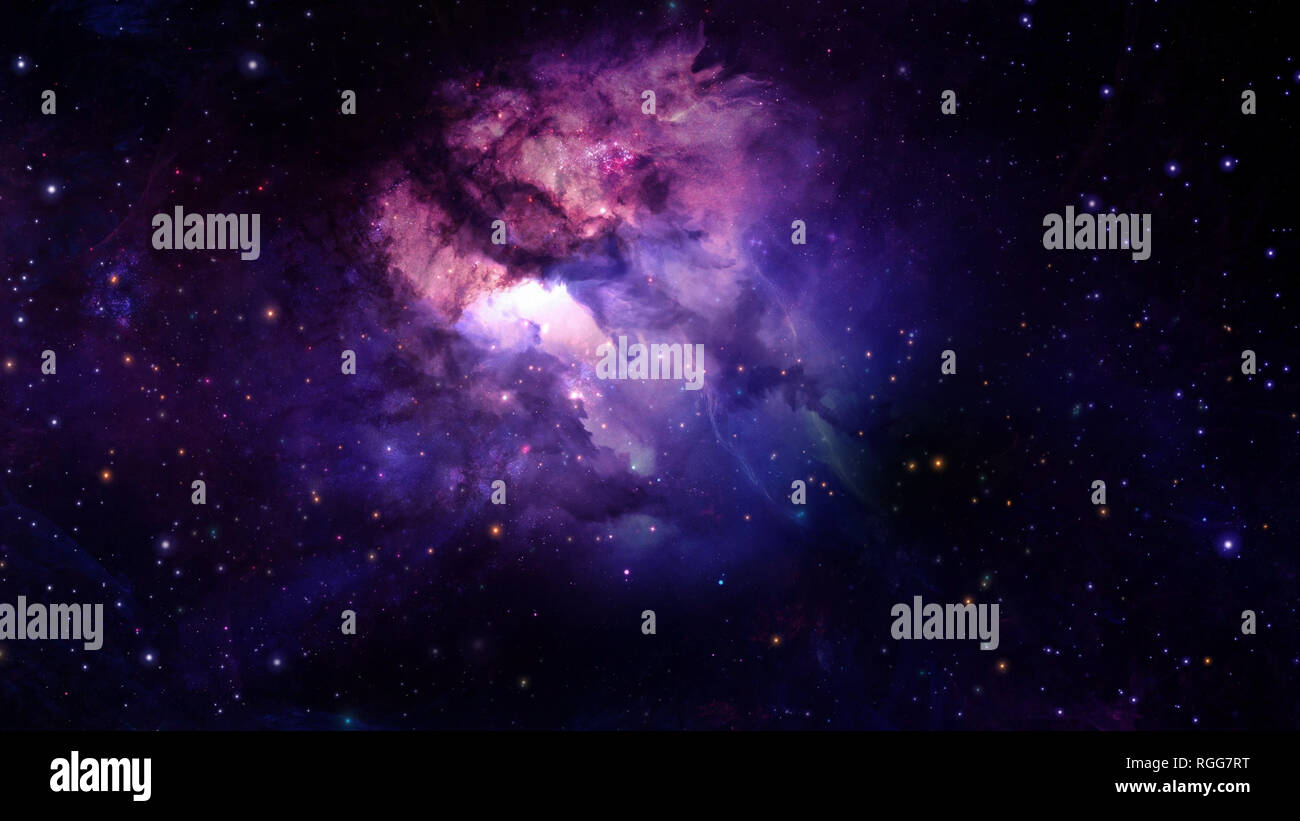 3D rendering of a stellar nebula and cosmic dust, cosmic gas clusters ...