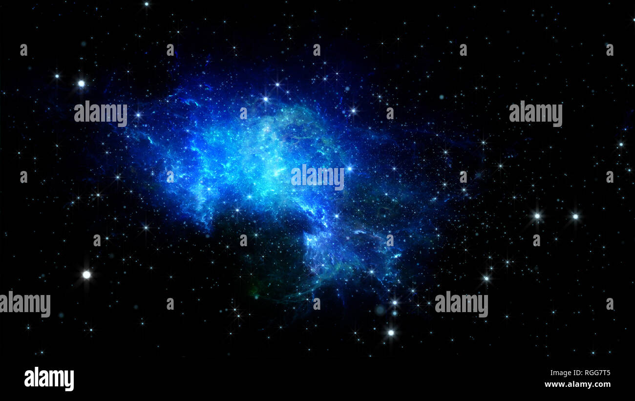 3D rendering of a stellar nebula and cosmic dust, cosmic gas clusters ...