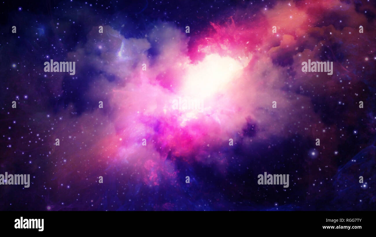 3D rendering of a stellar nebula and cosmic dust, cosmic gas clusters ...