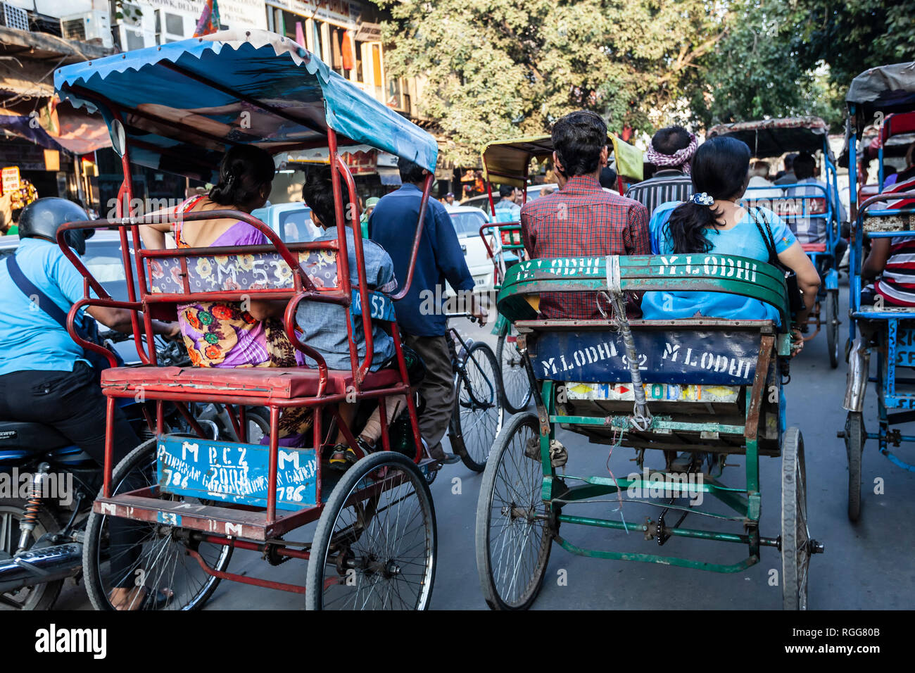 Rickshaw ride through Old Delhi, India Stock Photo - Alamy