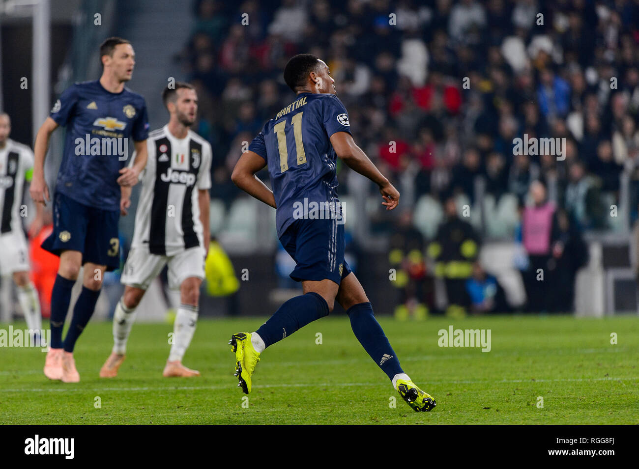 Turin - Nov 7, 2018: Anthony Martial 11. Juventus - Manchester United ...