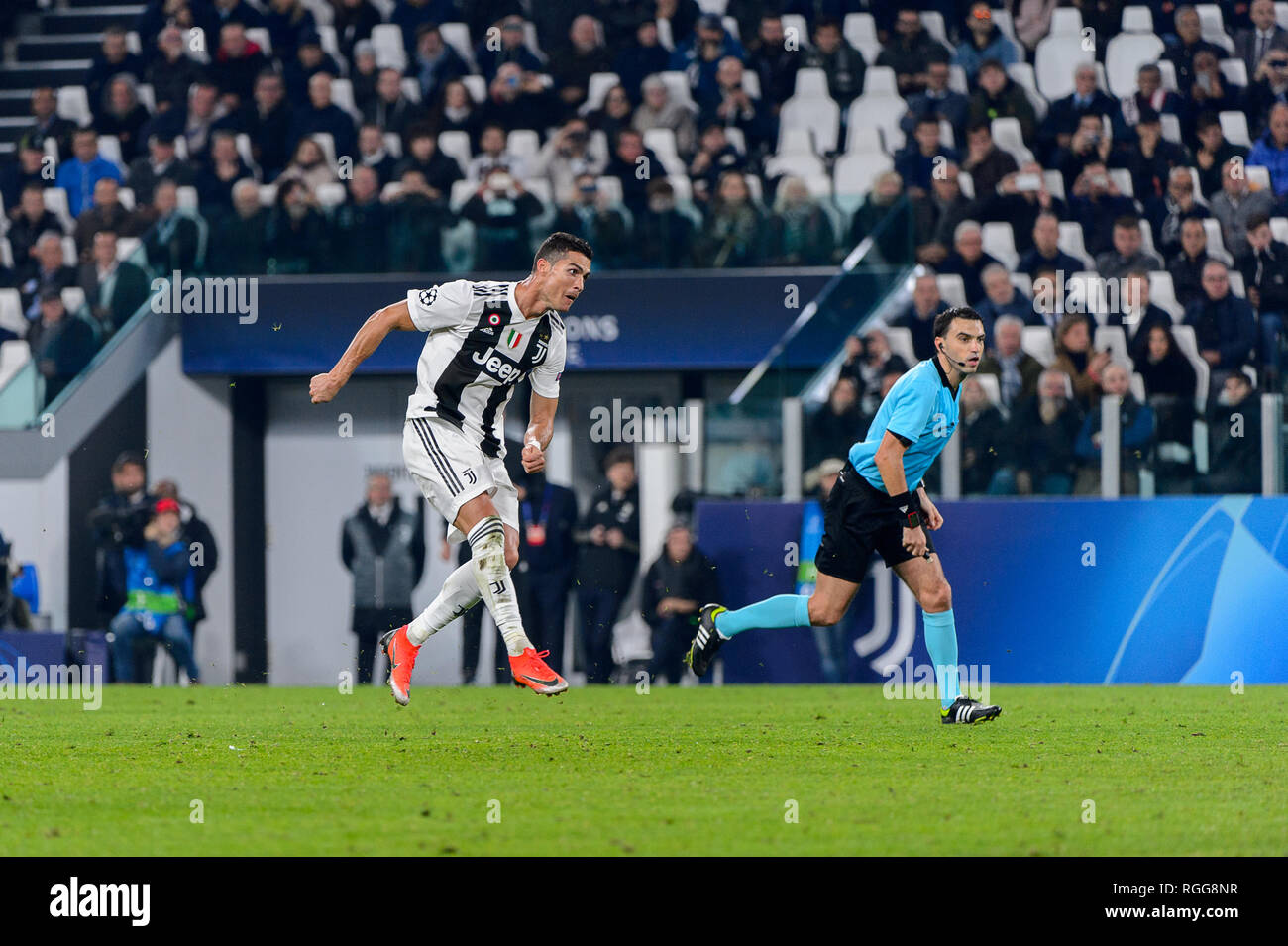 Turin - Nov 7, 2018: Cristiano Ronaldo 7. Juventus - Manchester United ...