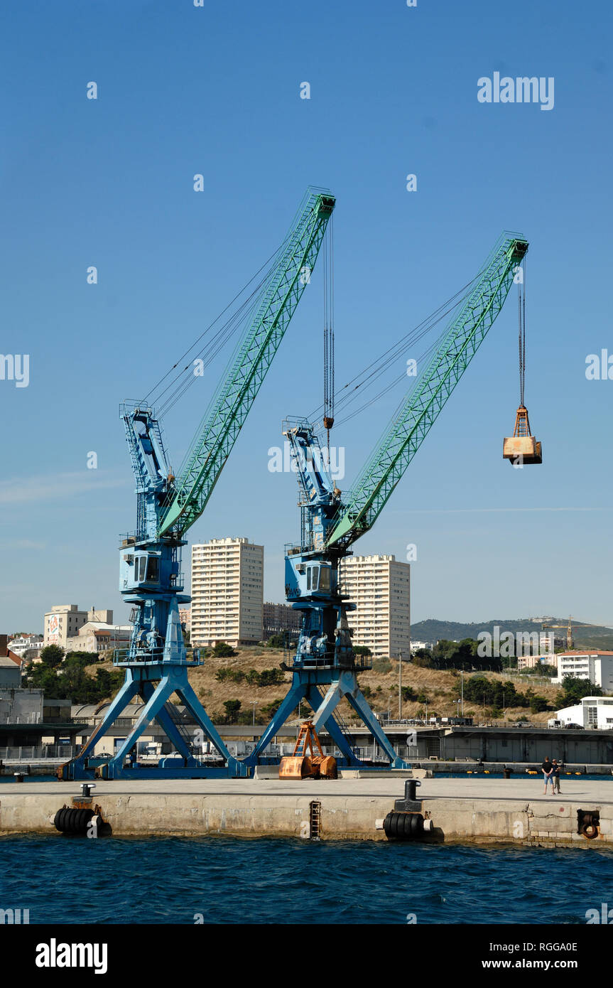 Cranes and Shipping Containers in Container Port or Docks Marseille ...