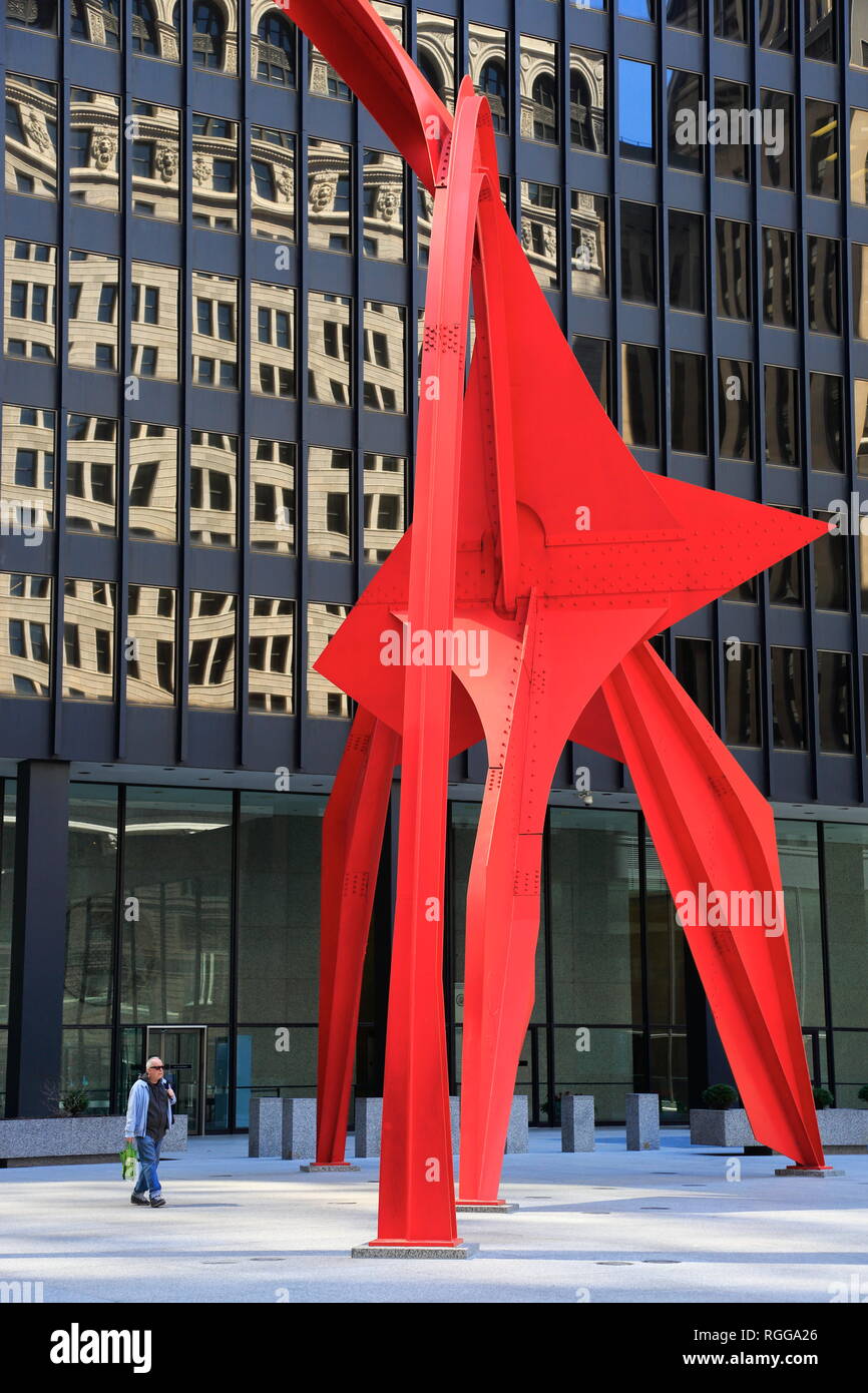 Alexander Calder's sculpture Flamingo in front of Kluczynski Federal ...