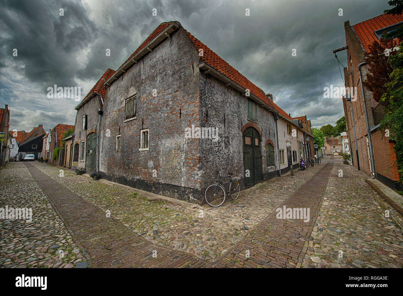 medieval village on a gray day Stock Photo - Alamy