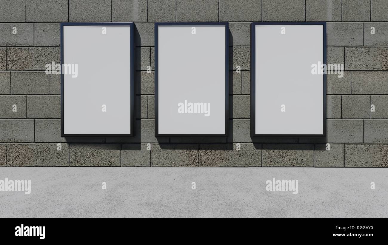 Three blank billboards, 3D rendering Stock Photo - Alamy