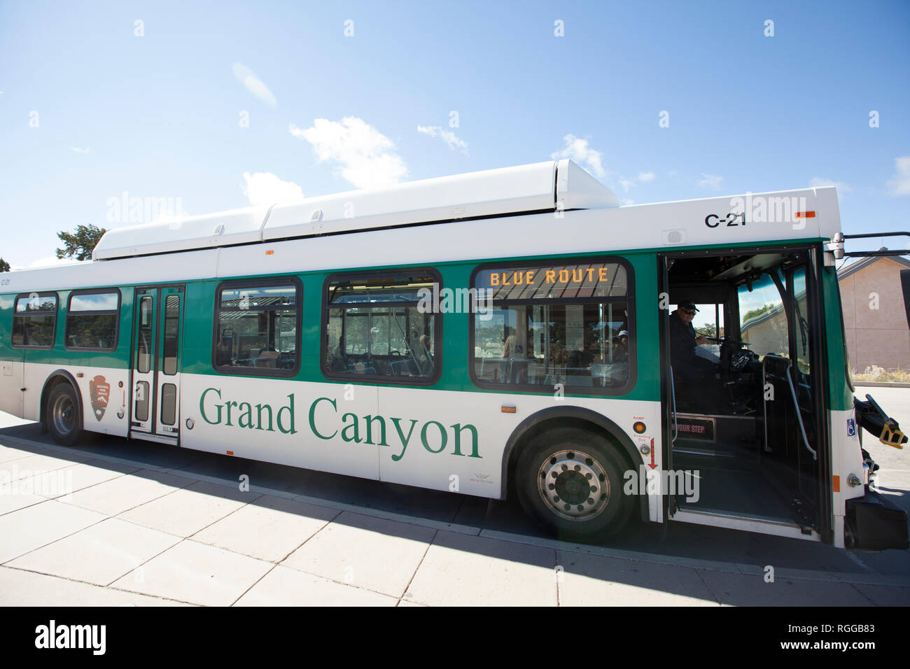 Shuttle bus along the Village Route at Grand Canyon National Park Stock ...