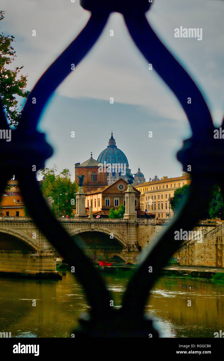 Cathedral Saint Peter in Rome Framed railing Stock Photo - Alamy