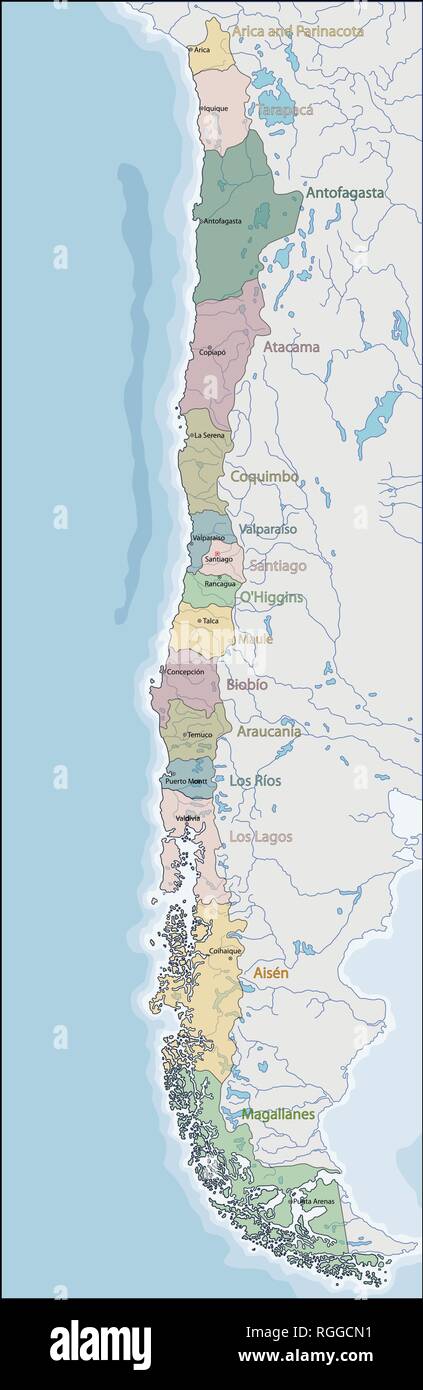 Map of Chile Stock Vector Image & Art - Alamy