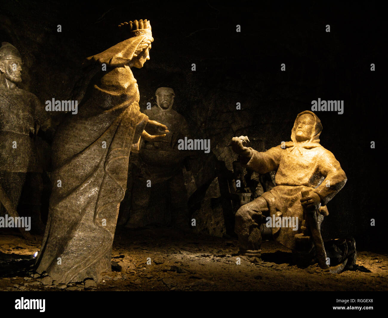 Statue of Princess Kinga being presented with her lost ring, Wieliczka ...