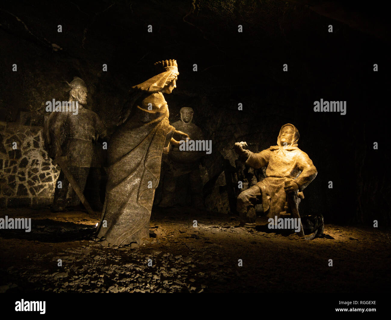 Statue of Princess Kinga being presented with her lost ring, Wieliczka ...