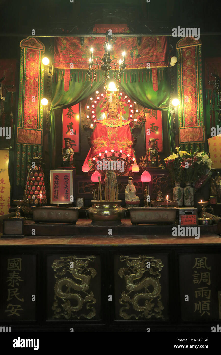 Altar, 19th Century Tin Hau (Goddess of the Sea) Temple Complex, Yau Ma Tei , Kowloon, Hong Kong ...