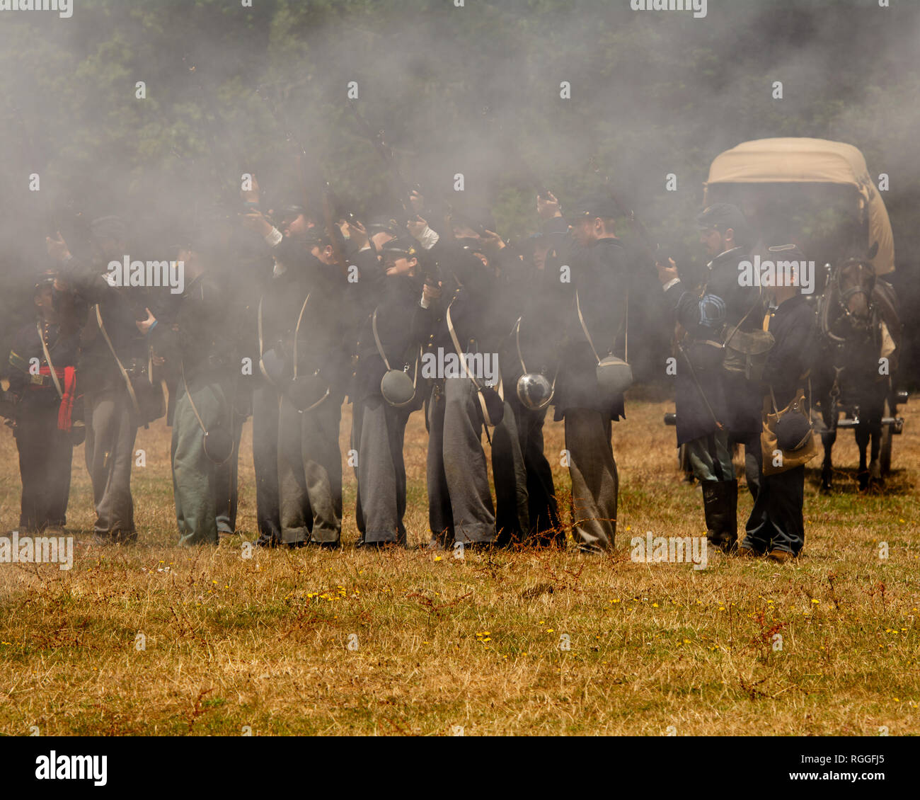 Duncan Mills, CA - July 14, 2018: Reenactors at a Civil war reenactment ...