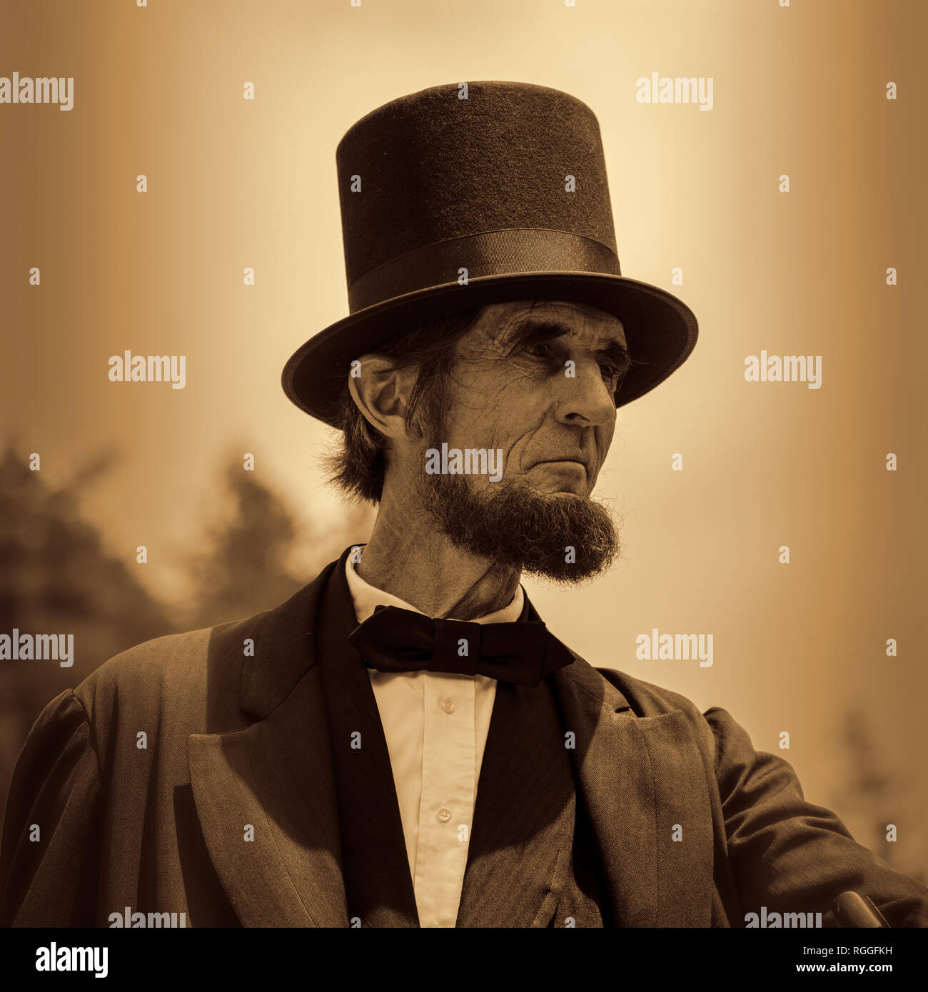 Duncan Mills, CA - July 14, 2018: Professional reenactor Robert Broski ...
