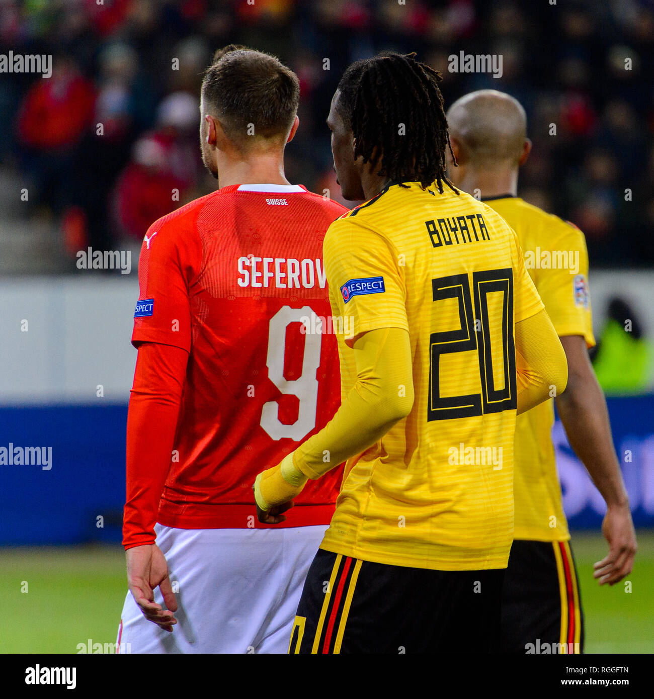 LUCERNE - NOV 18, 2018: Dedryck Boyata 20. Switzeland - Belgium. UEFA ...