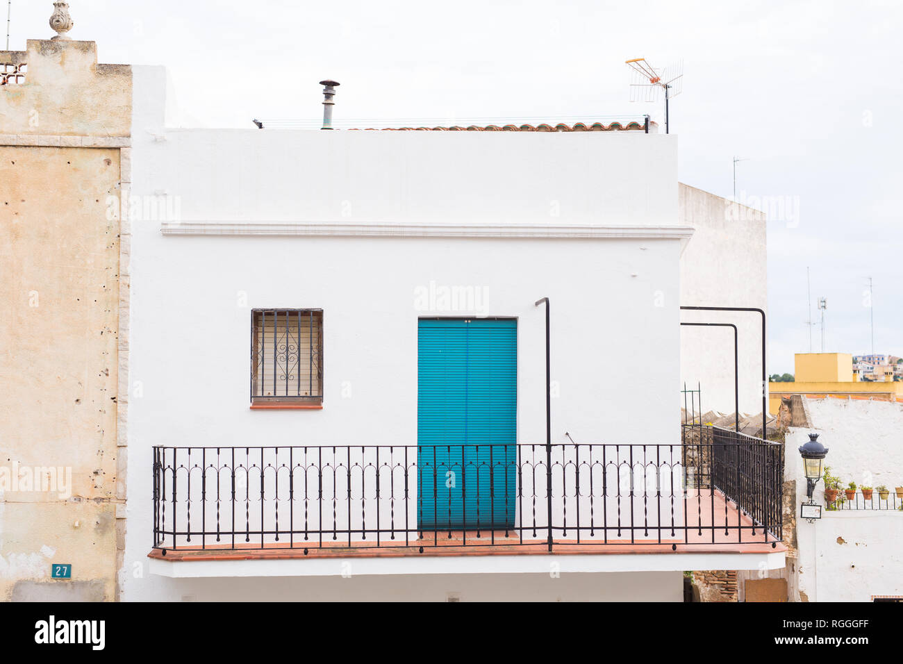 Design, architecture and exterior concept - Long balcony Stock Photo ...