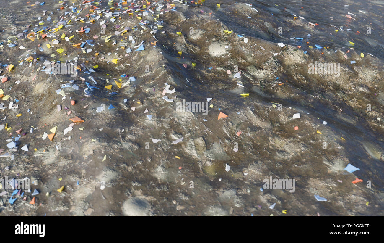 Pollution by plastic- 3D Rendering Stock Photo - Alamy