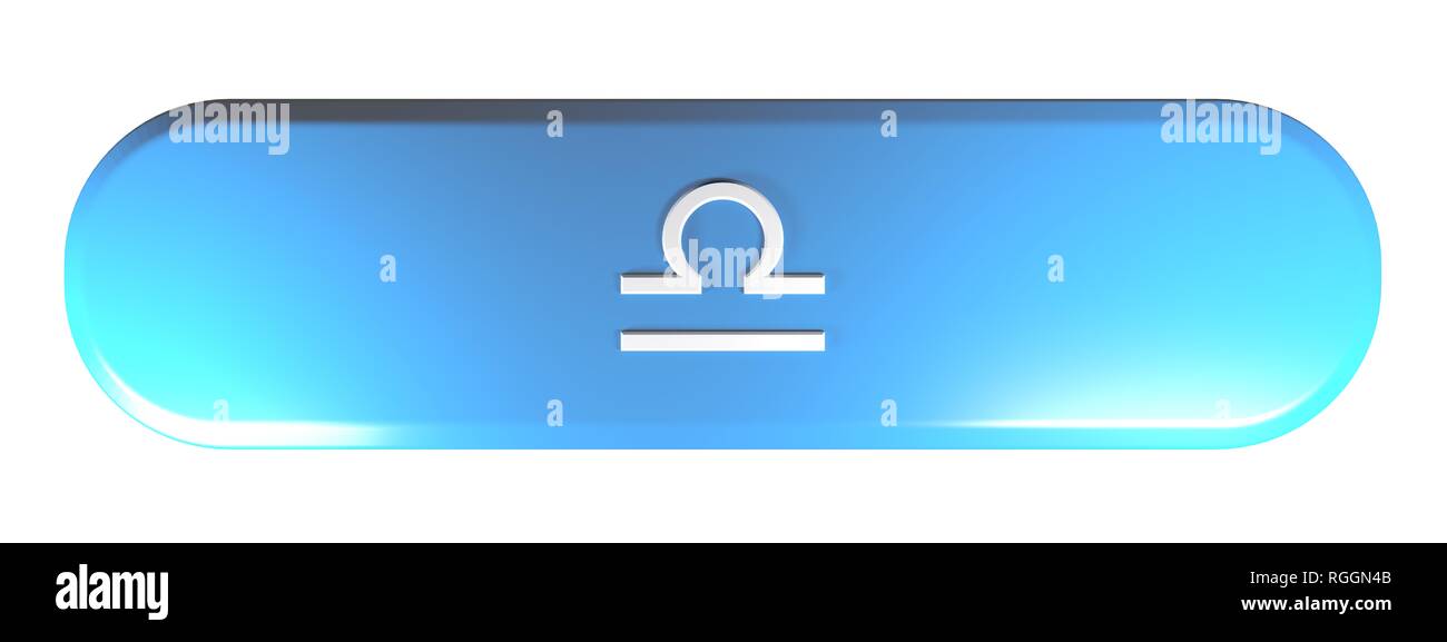 ZODIAC LIBRA ICON blue rounded rectangle push button - 3D rendering ...