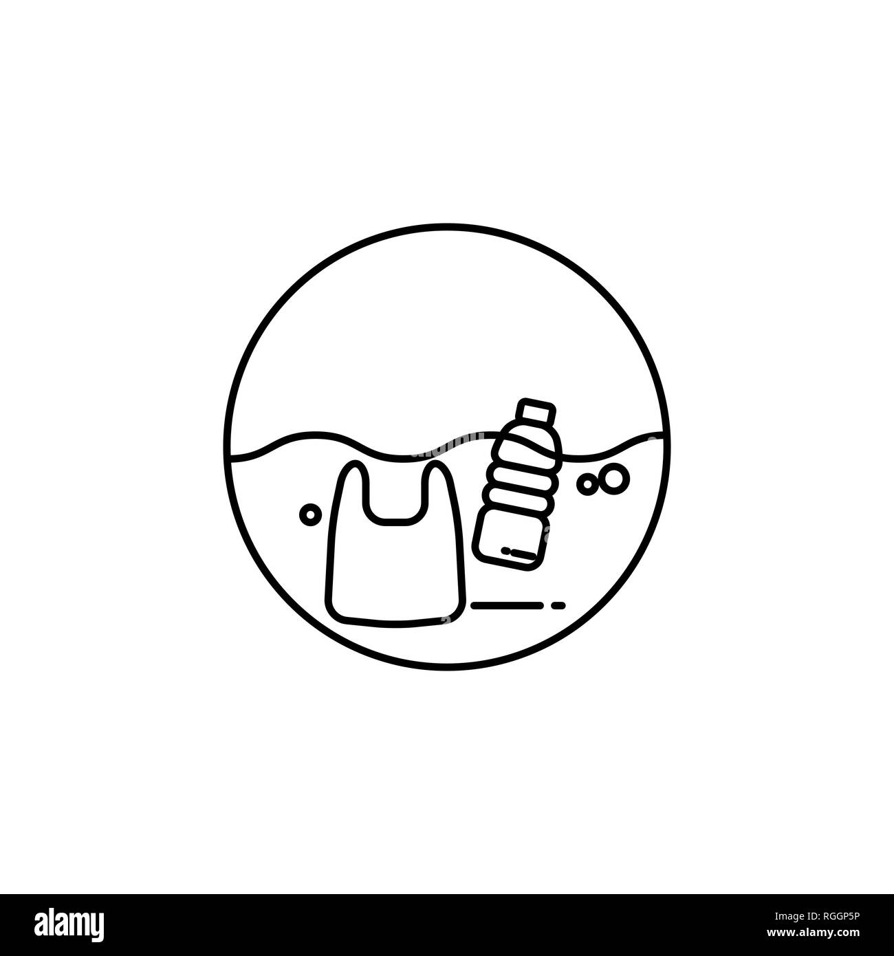 Plastic waste in the ocean concept. Sea Pollution Stock Vector Image ...