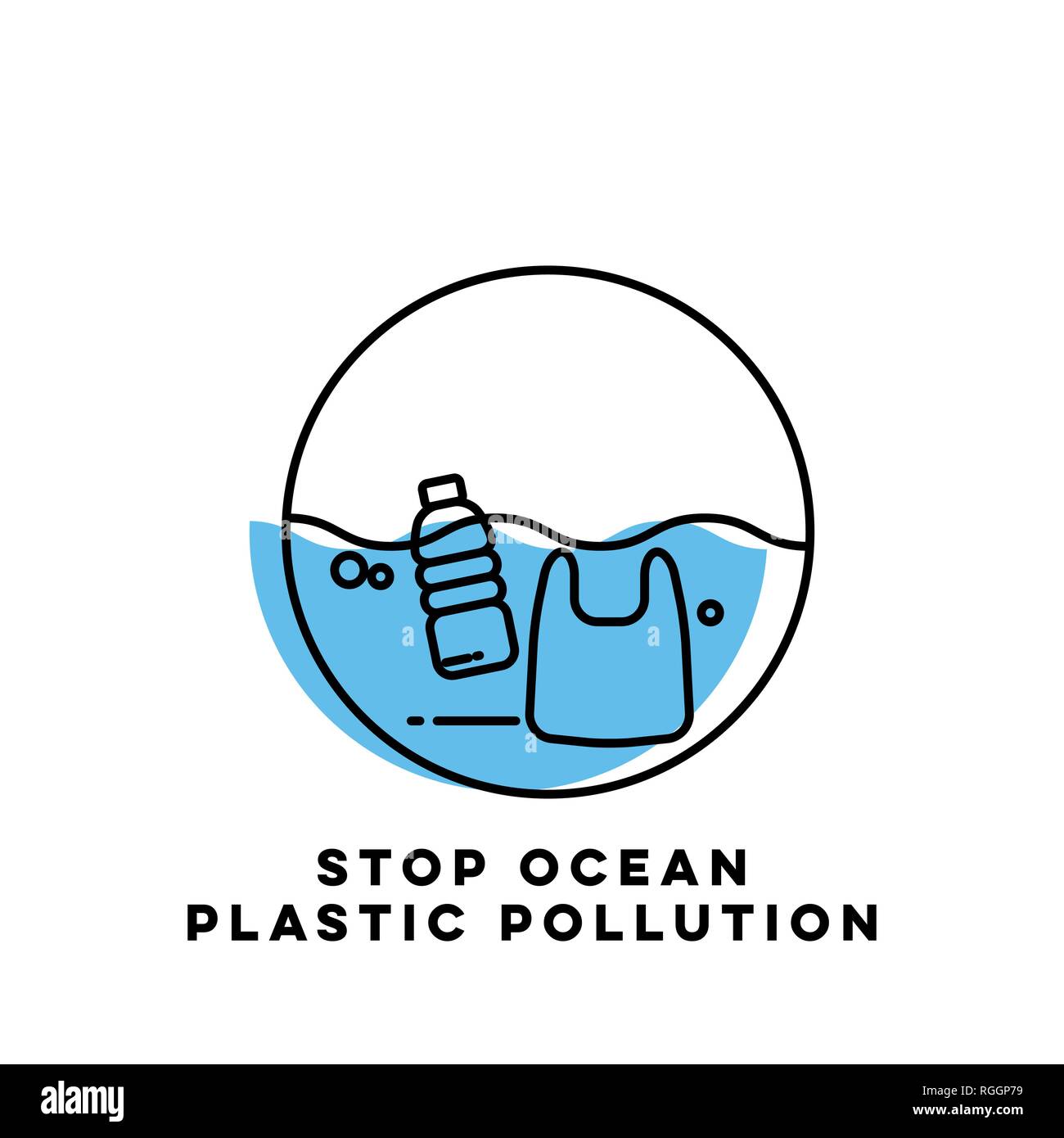 Stop Pollution Logo Save Ocean Stop Plastic Pollution Royalty Free