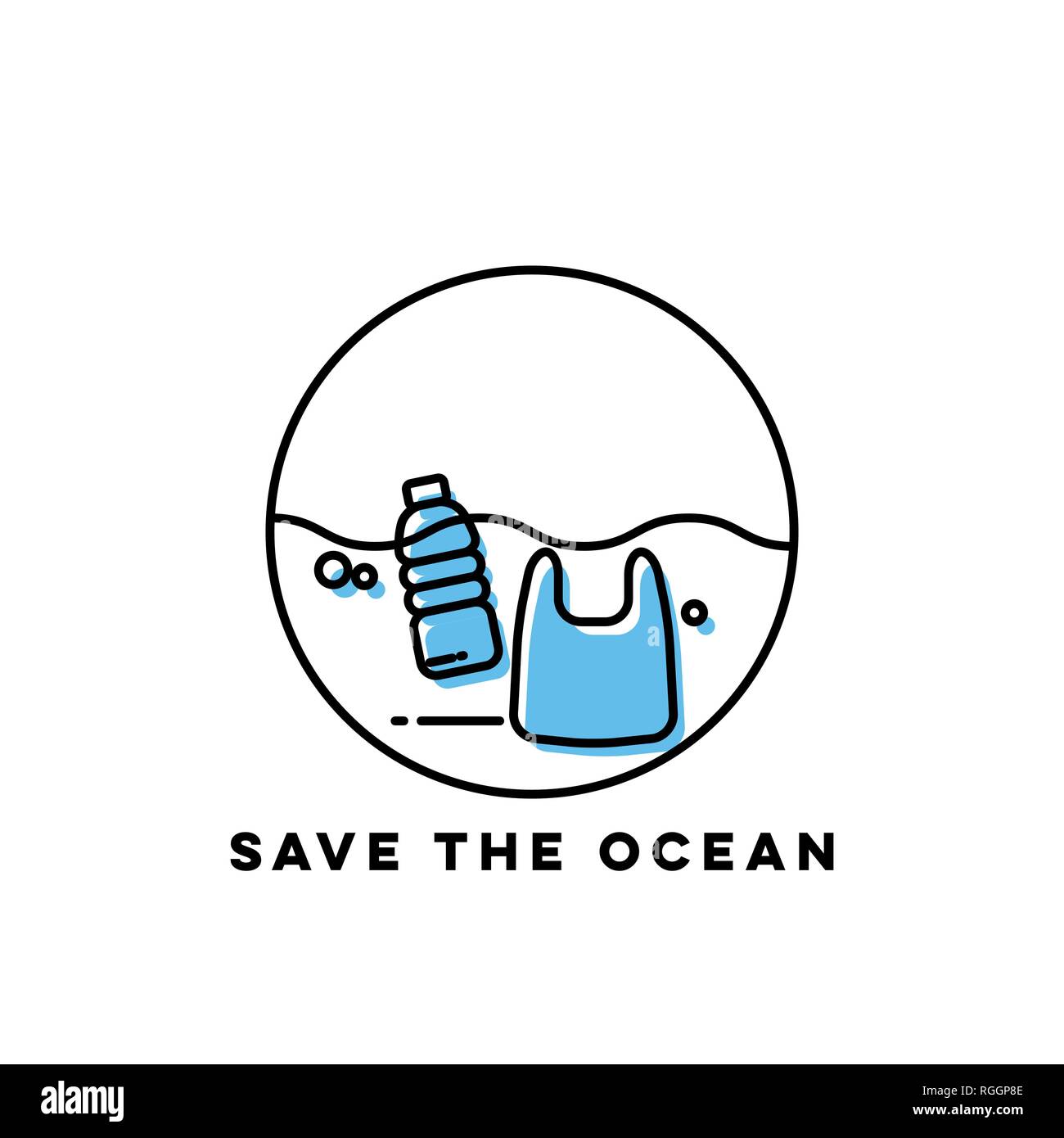 Plastic waste in the ocean concept. Sea Pollution Stock Vector Image ...