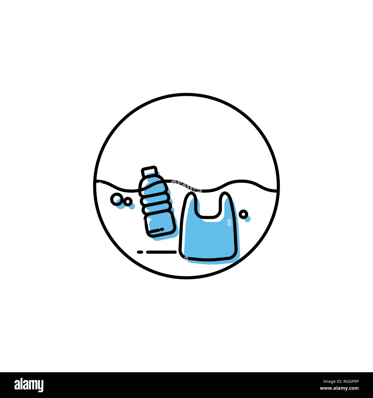 Plastic waste in the ocean concept. Sea Pollution Stock Vector Image ...