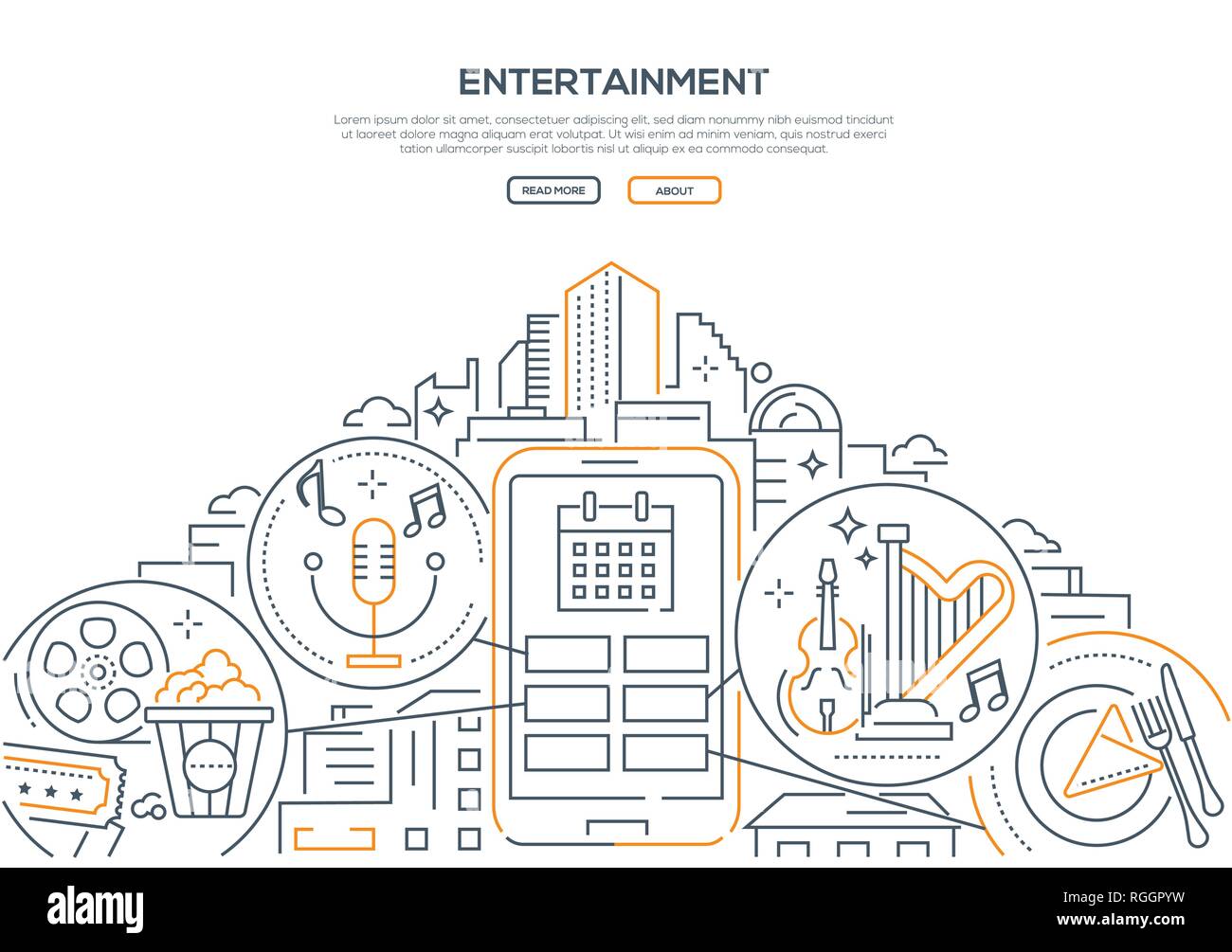 Entertainment - modern line design style web banner Stock Vector Image ...