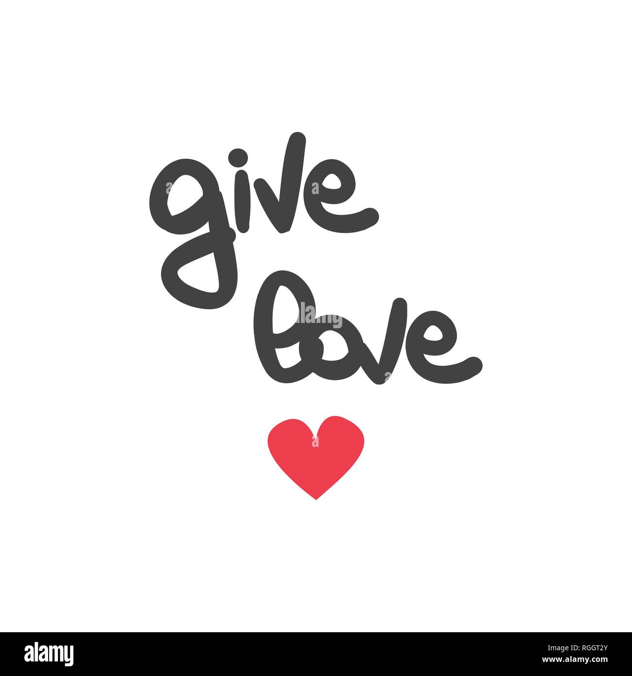 cute hand drawn lettering give love text vector card Stock Vector Image ...