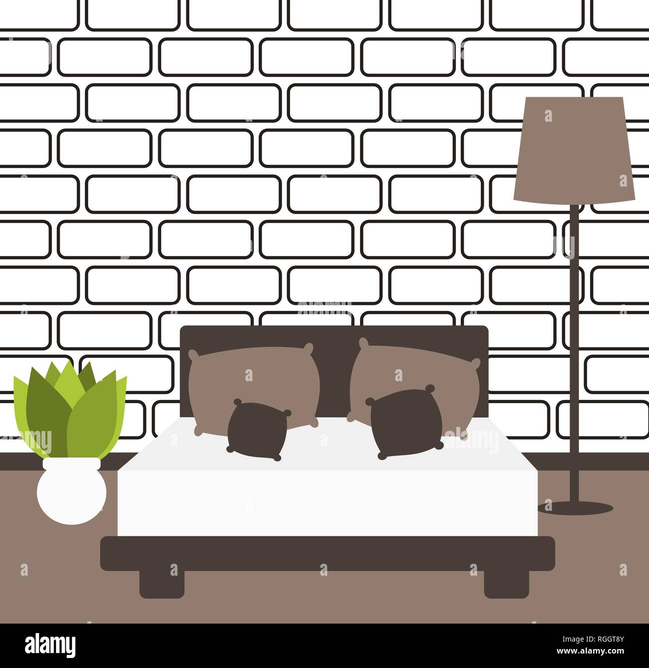 Modern minimalist style bedroom Stock Vector Images - Alamy