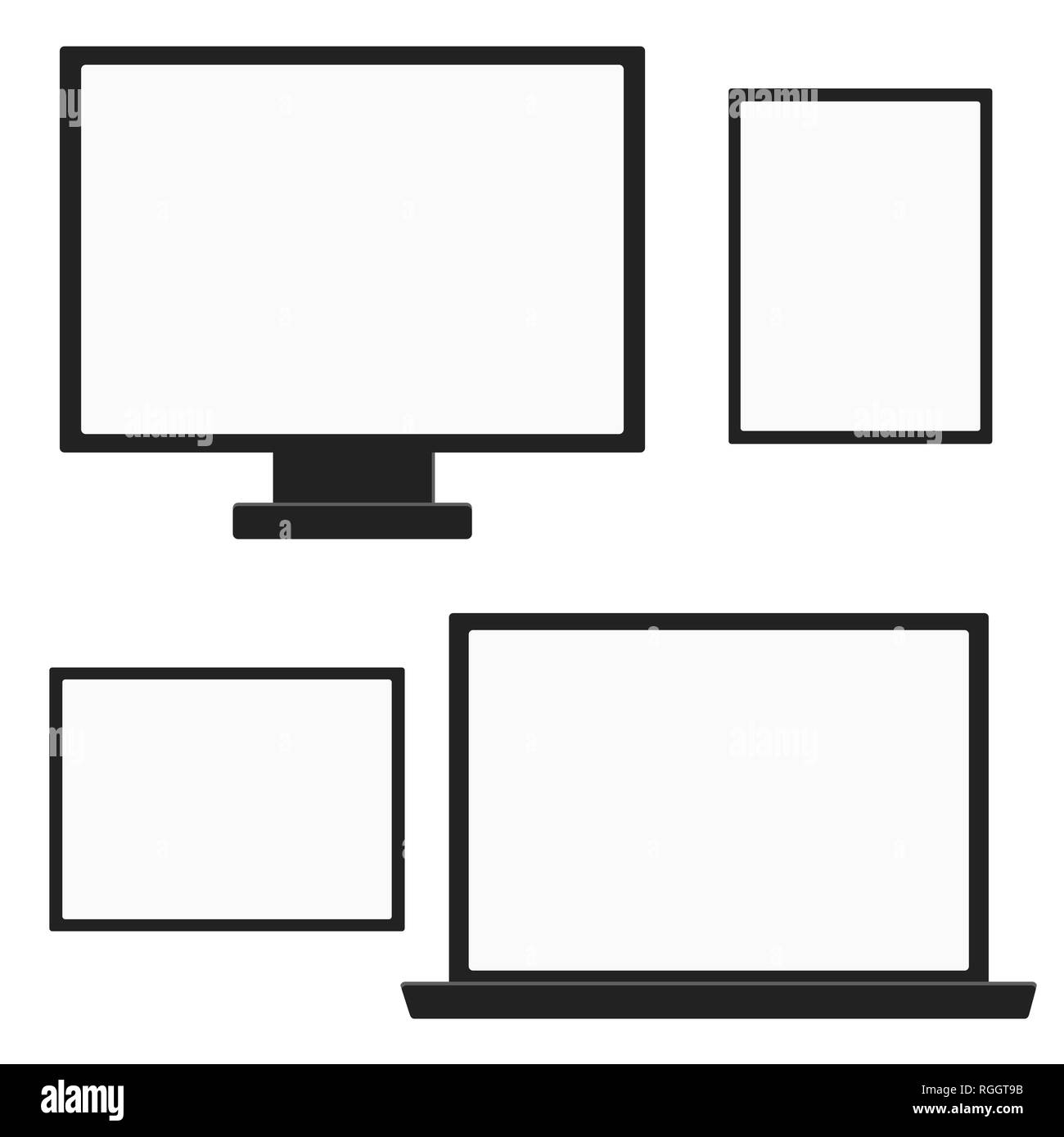 computer monitor, laptop and tablet pc digital device vector set Stock ...