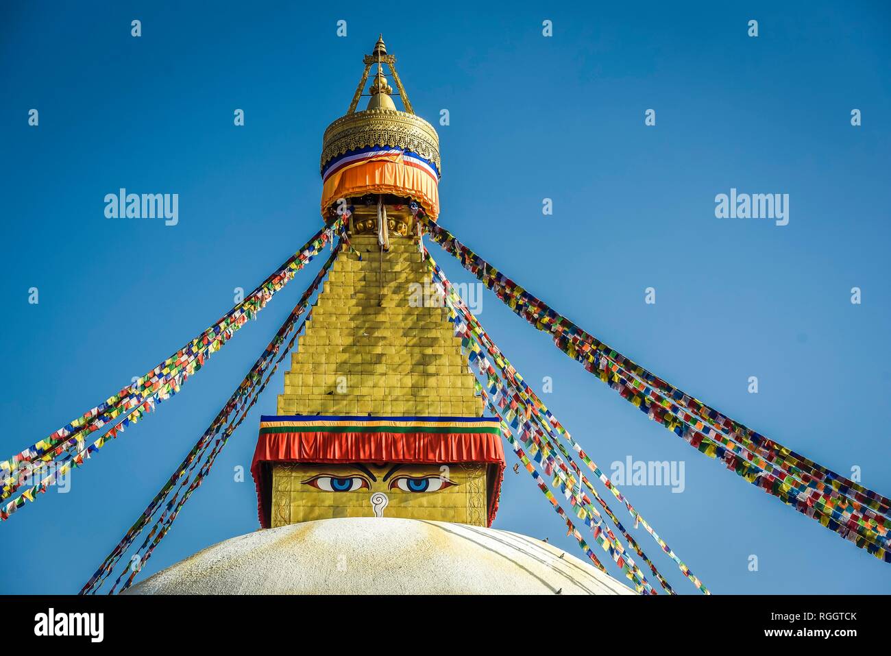 Buddha's Eyes on Boudhanath Stupa, Boudha, Tibetan Buddhism, Kathmandu, Nepal Stock Photo - Alamy