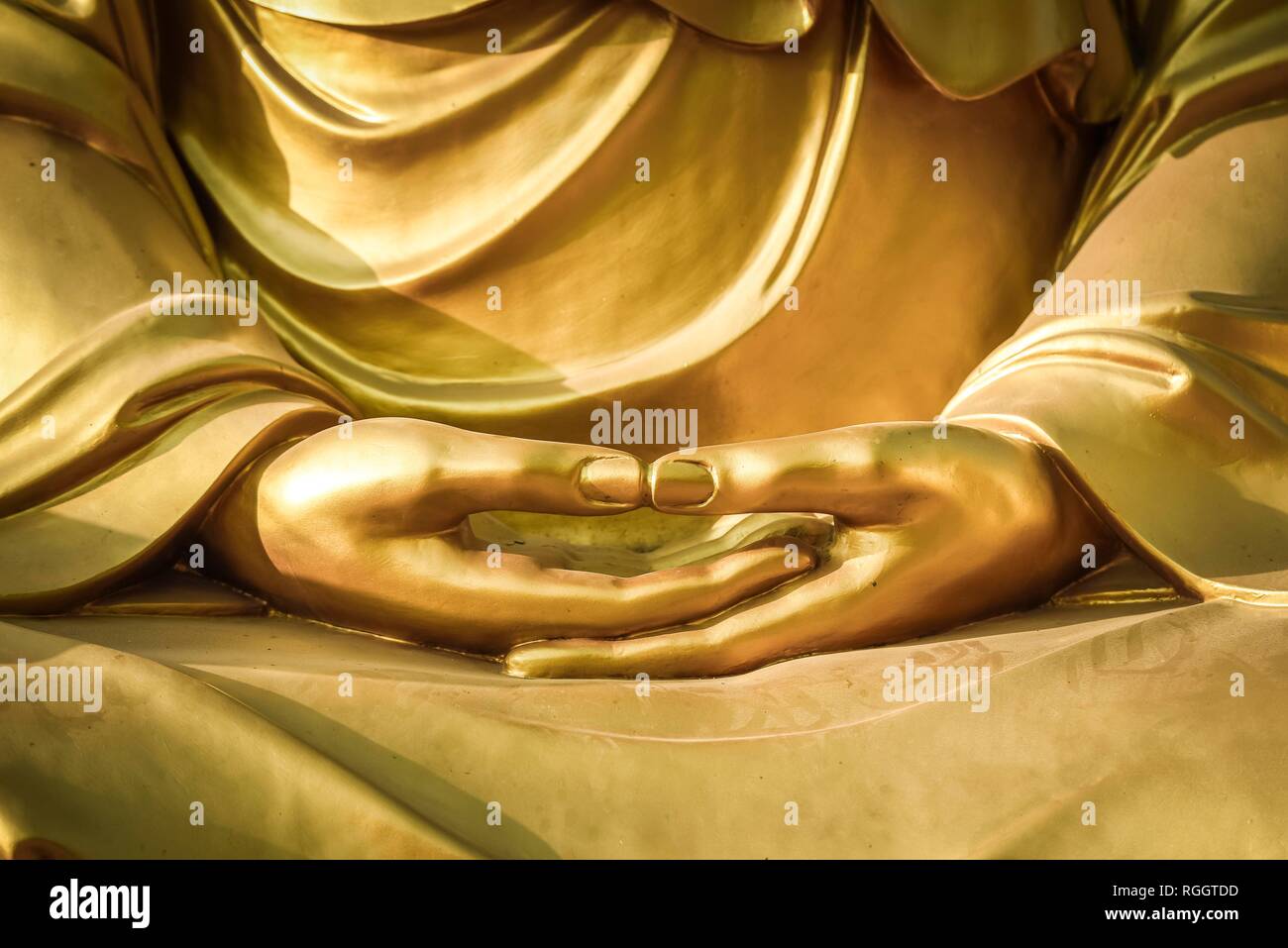 Hands of a Buddha sculpture in meditation posture, Lumbini, Nepal Stock ...