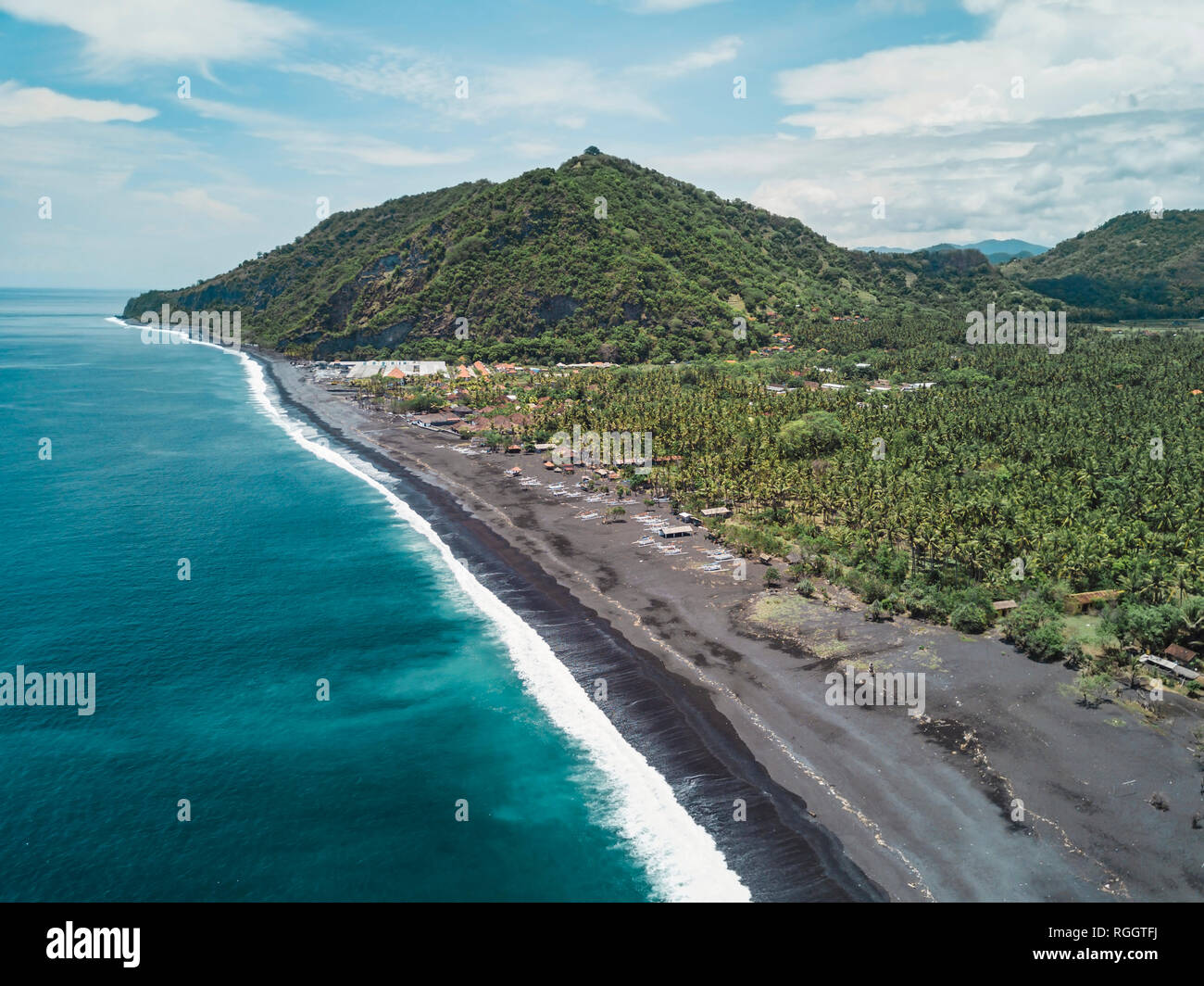 Indonesia, Bali, Karangasem, Aerial view of Bugbug beach Stock Photo ...